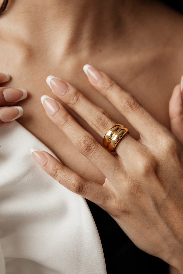 Theia - Gold Double Layered Ring – Bijou Étoile
